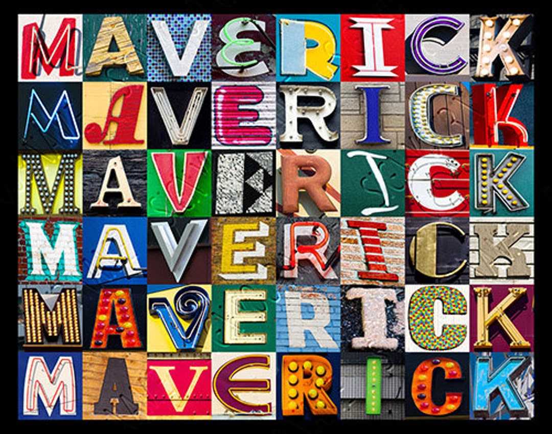 MAVERICK Personalized Poster Featuring Photos of Letters From Signs ...