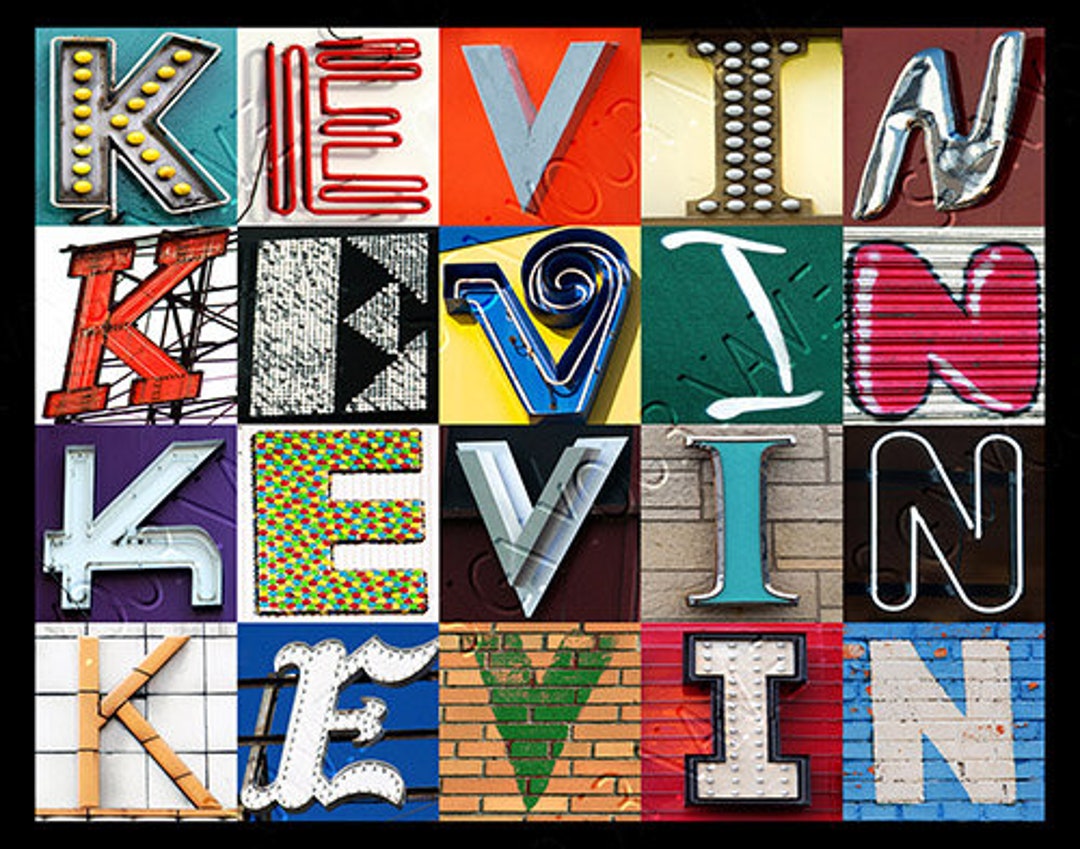 KEVIN Personalized Poster Featuring Photos of Letters From Signs ...