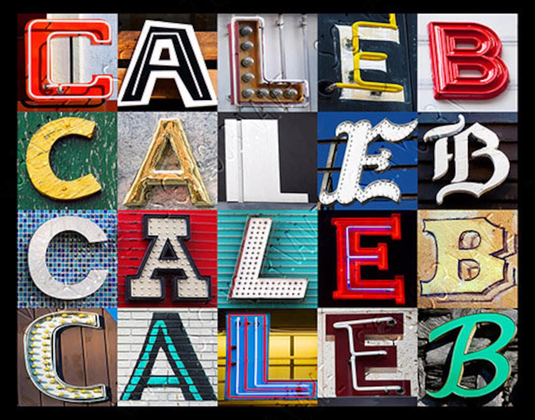 CALEB or KALEB Personalized Poster Featuring Photos of Letters From ...
