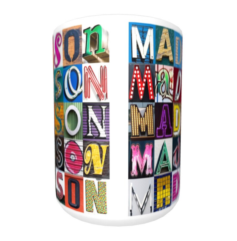 MADISON Personalized Coffee Mug Featuring the Name in Sign - Etsy