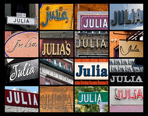 JULIA Personalized Poster Featuring Photos of Actual Signs Art Print ...