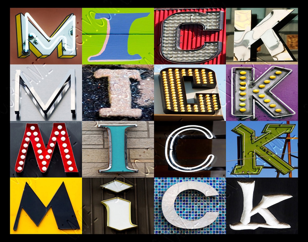 MICK Personalized Poster Featuring Photos of Alphabet Letters From ...
