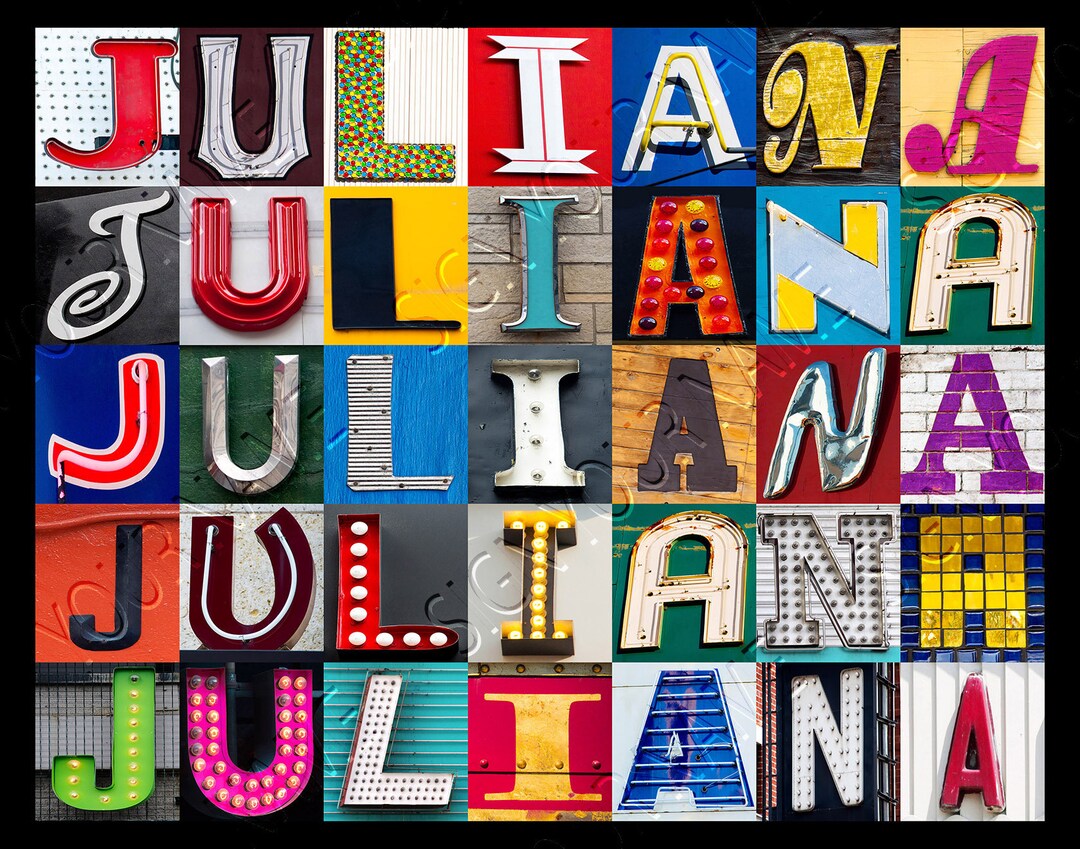 JULIANA Personalized Poster Featuring Photos of Alphabet Letters From ...