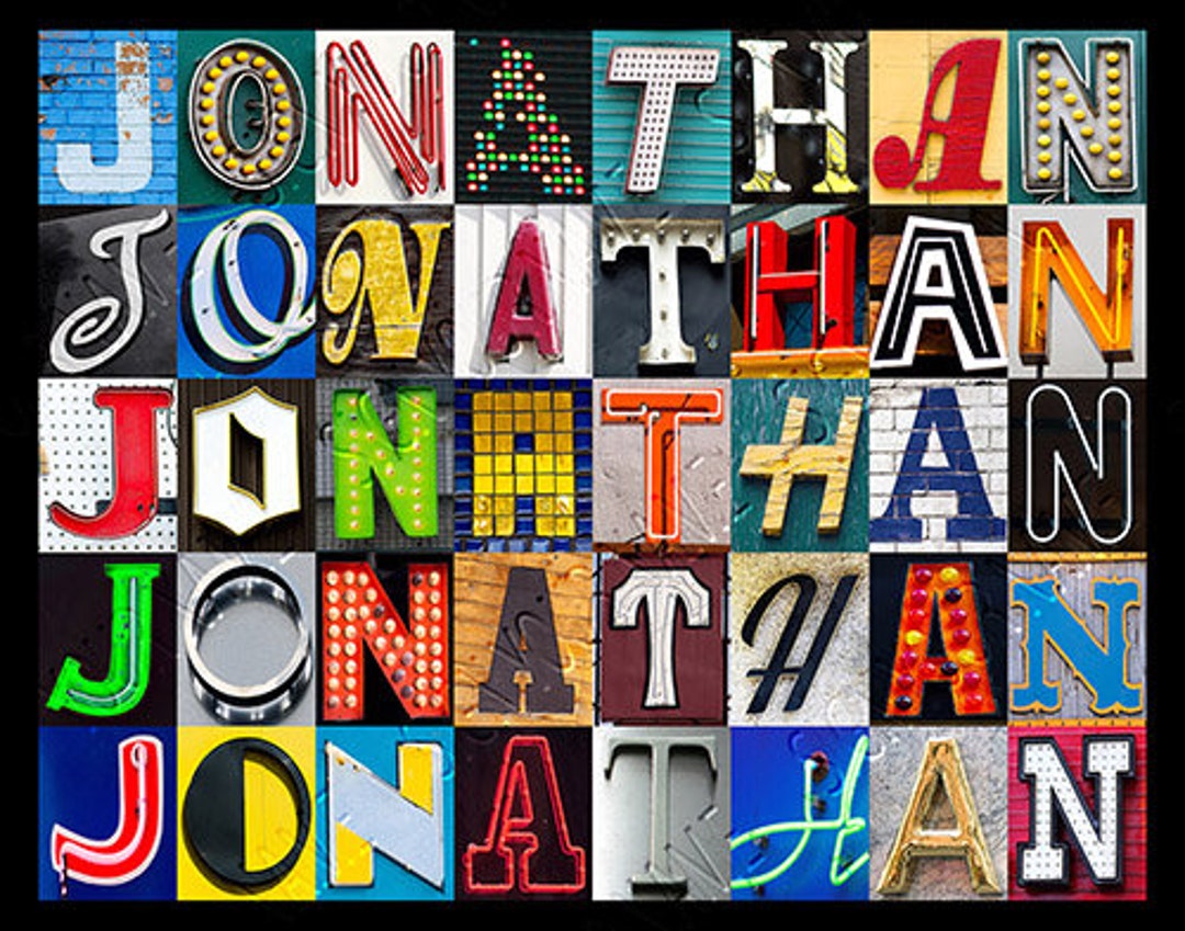 JONATHAN Personalized Poster Featuring Photos of Letters From Signs ...