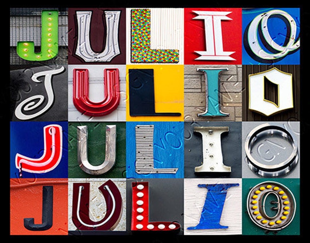 JULIO Personalized Poster Featuring Photos of Letters From Signs ...