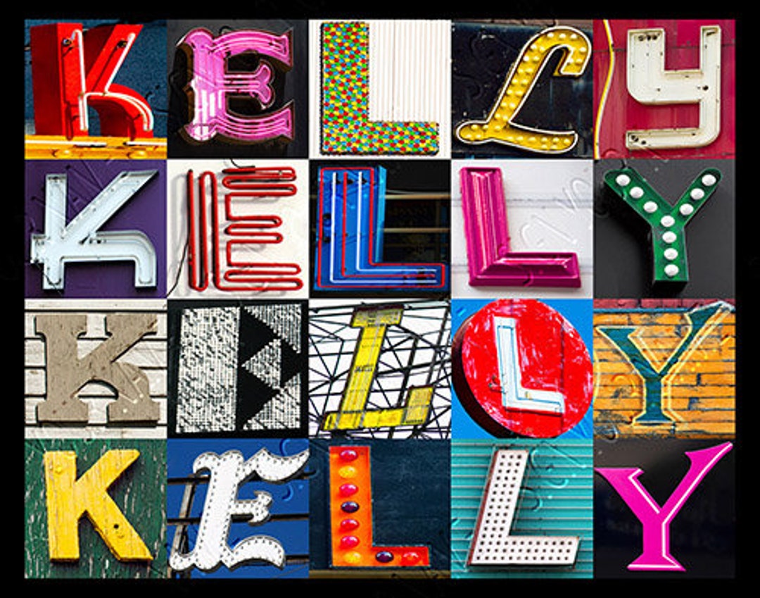 KELLY, KELLI or KELLIE Personalized Poster Featuring Photos of Alphabet ...