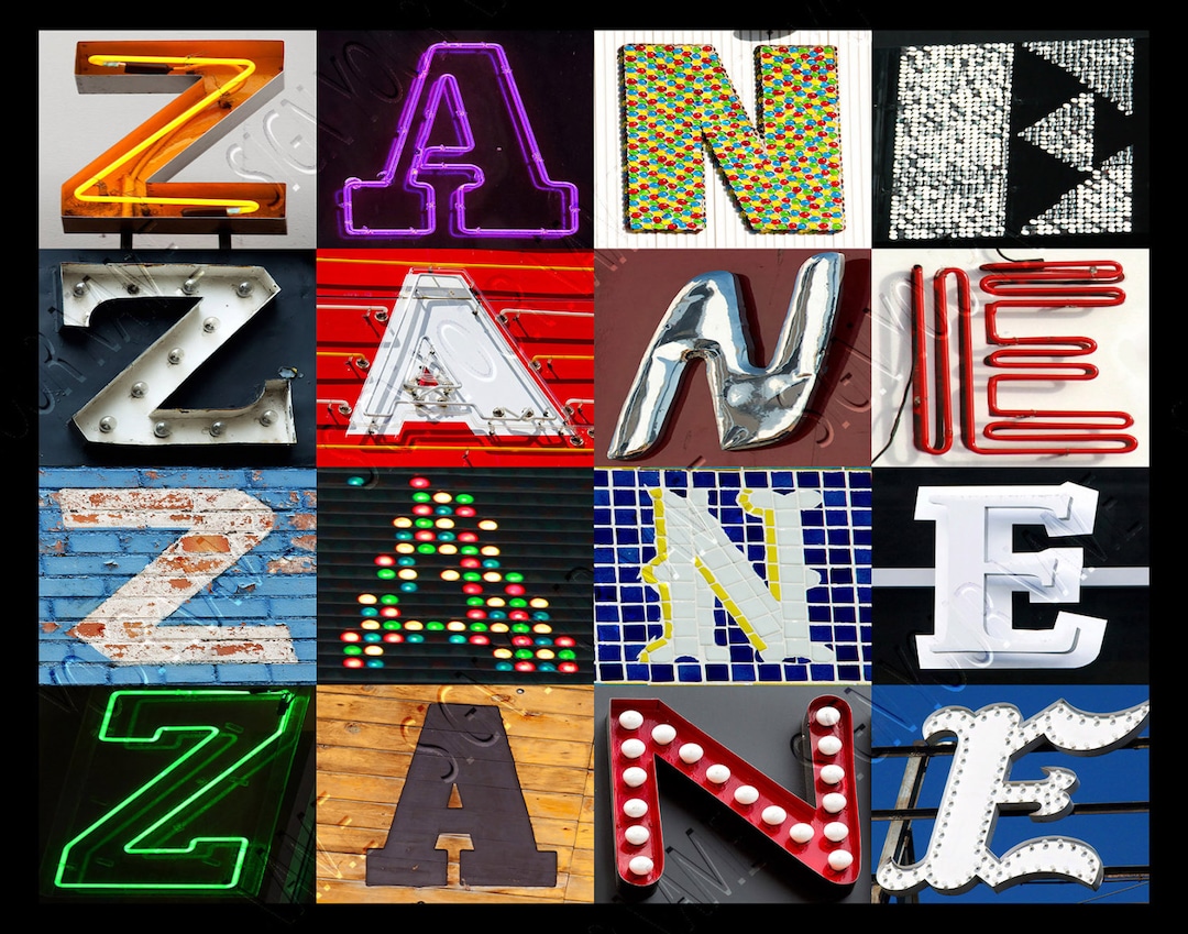 Personalized Poster Featuring ZANE Showcased in Photos of Sign Letters ...
