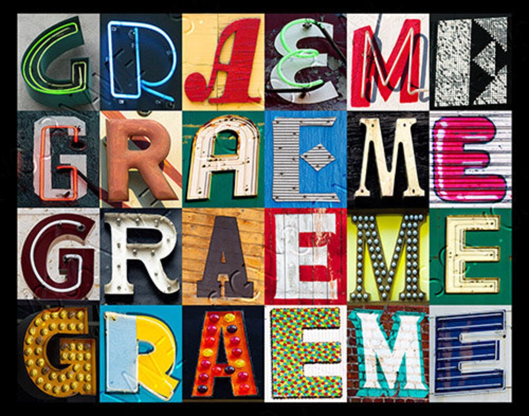 GRAEME Personalized Poster Featuring Photos of Letters From Signs ...