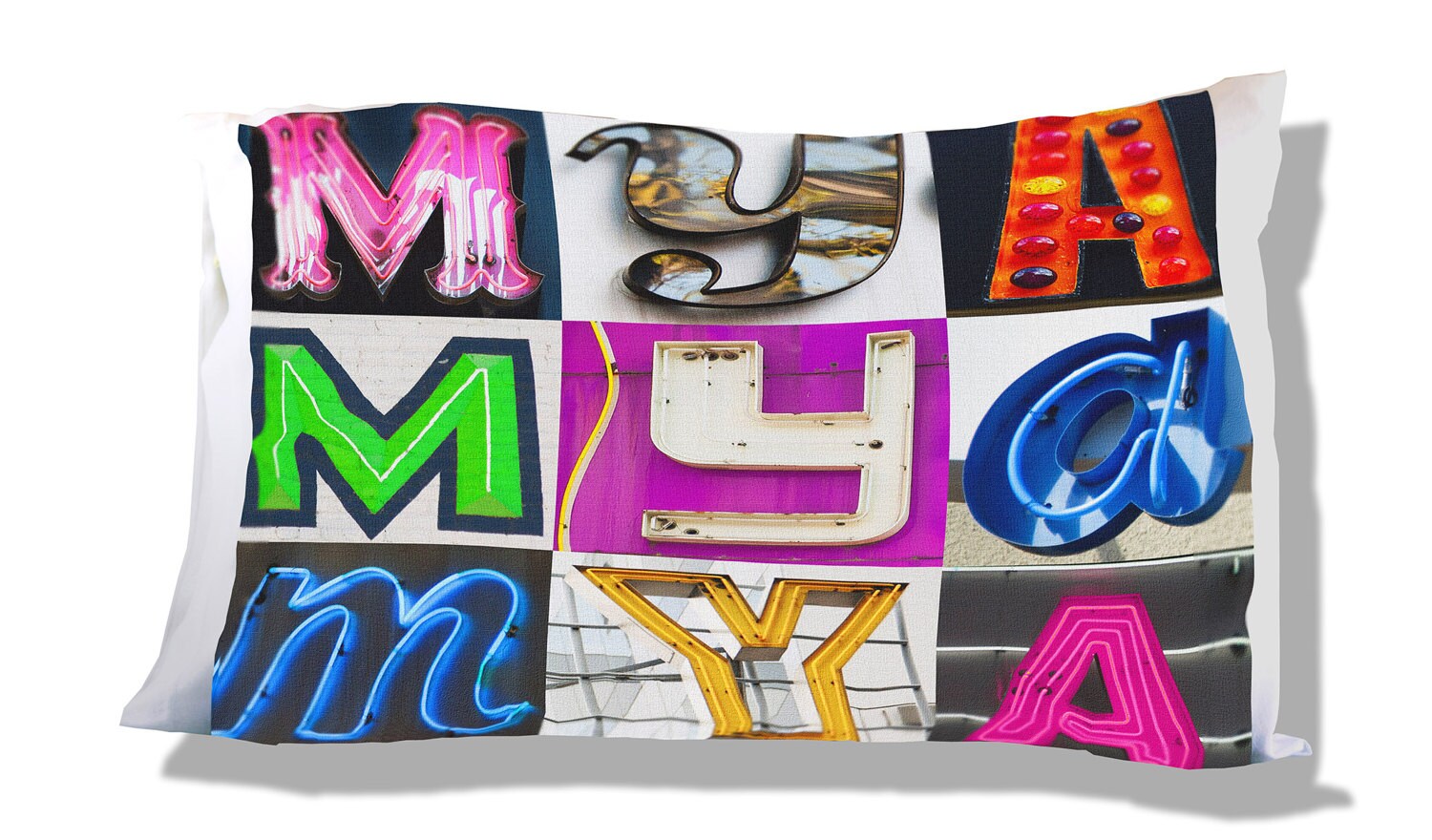 Personalized Pillow Case Featuring MYA in Sign Letters; Custom ...