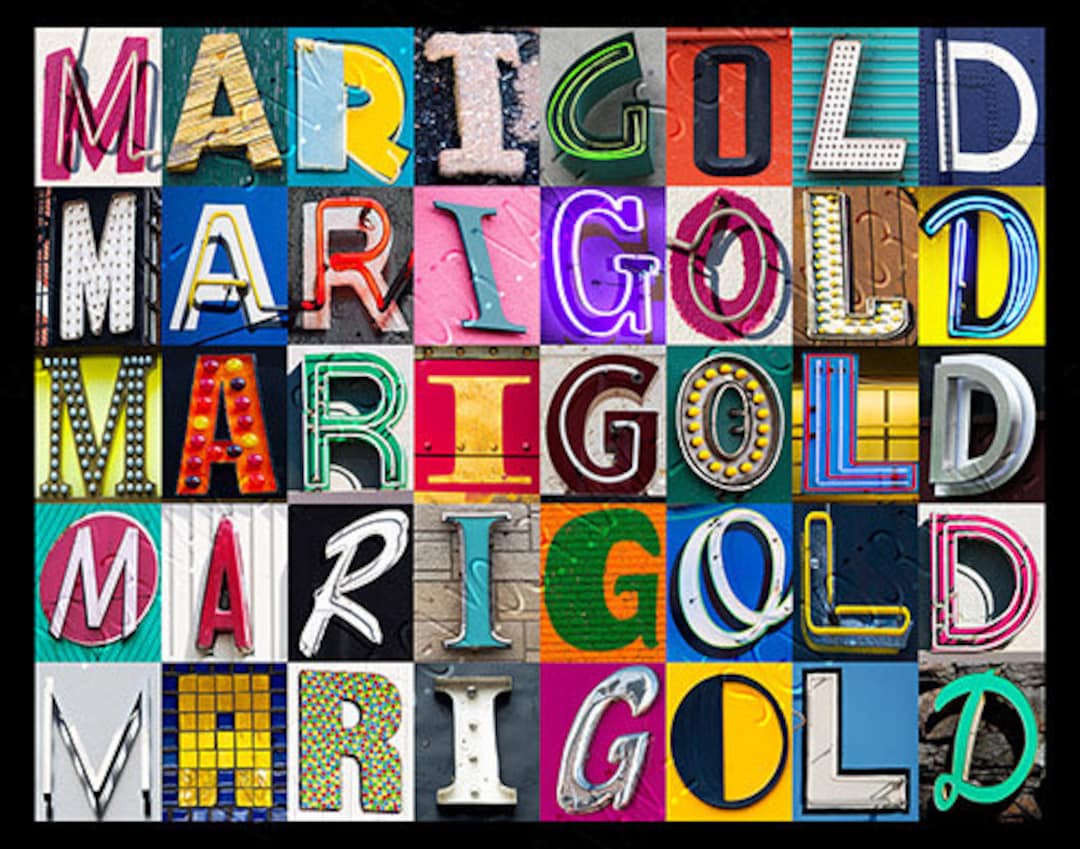 MARIGOLD Personalized Poster Featuring Photos of Sign Letters ...
