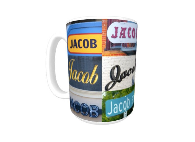 Personalized Coffee Mug Featuring the Name JACOB in Photos of - Etsy