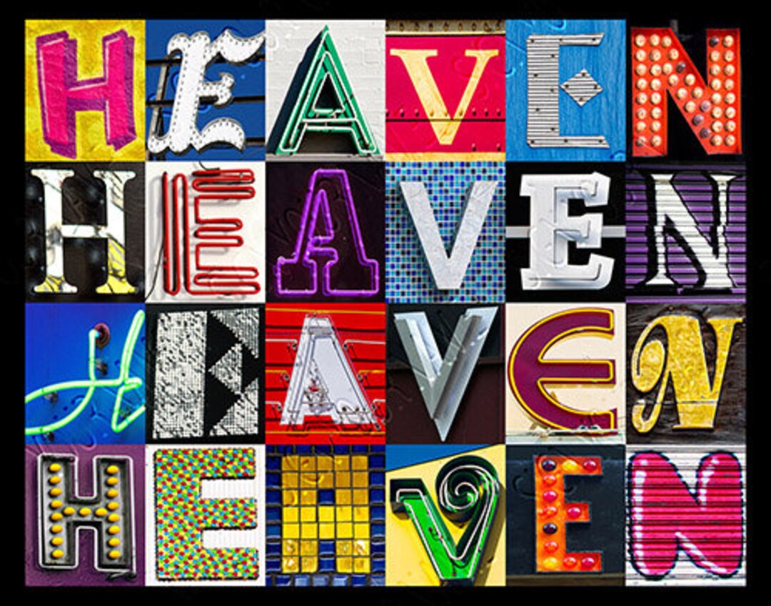 HEAVEN Personalized Poster Featuring Photos of Alphabet Letters From ...