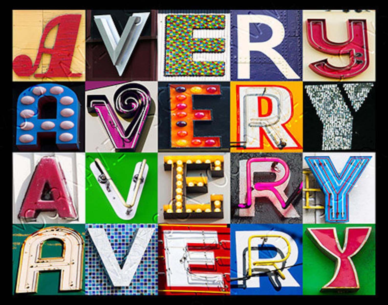 AVERY Personalized Poster Featuring Photos of Letters From Signs ...