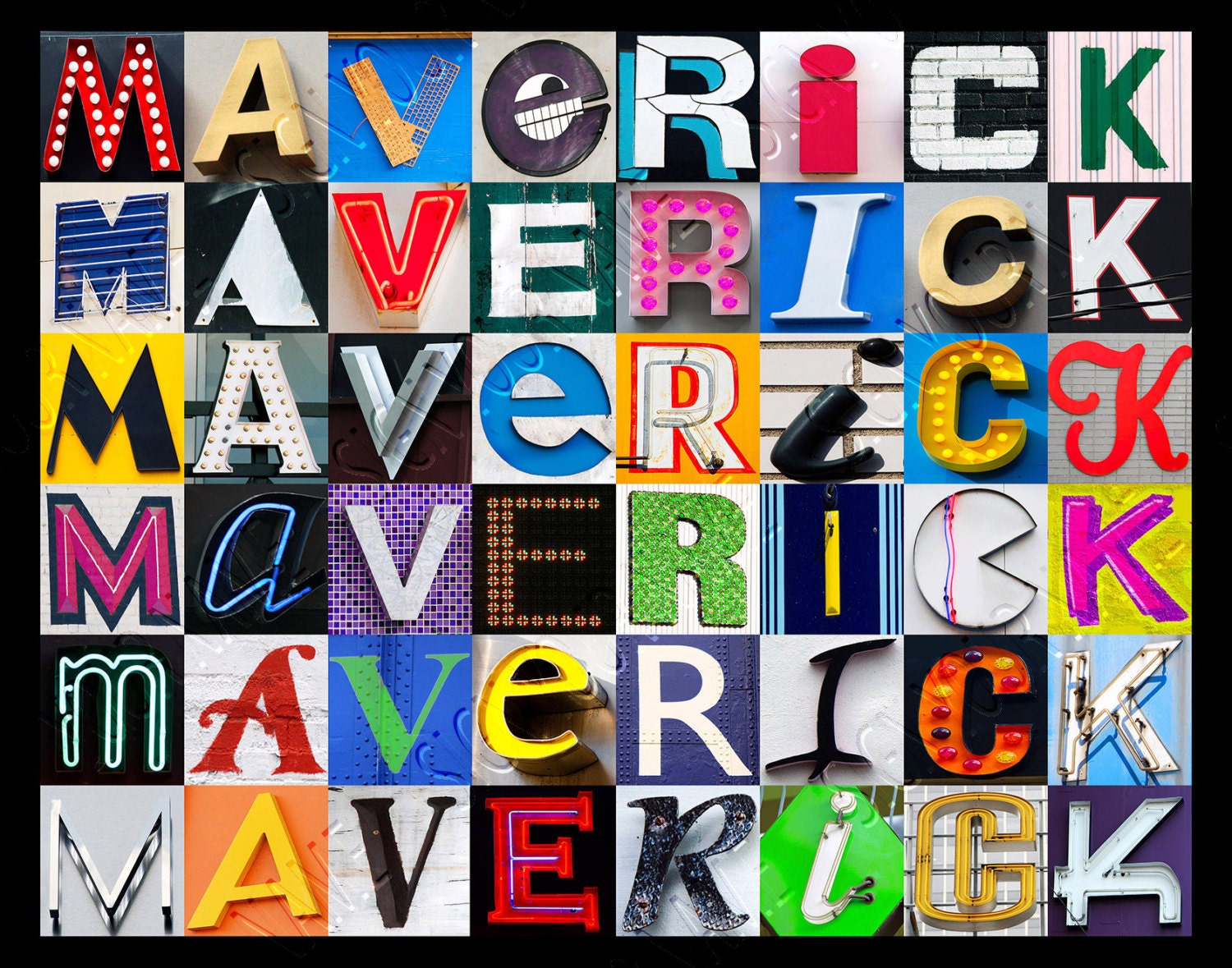 MAVERICK Personalized Poster Featuring Photos of Letters From - Etsy