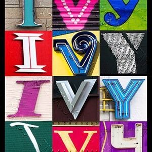 IVY Personalized Poster Featuring Photos of Sign Letters; Typography ...