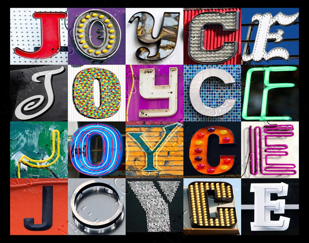 Personalized Poster Featuring JOYCE Showcased in Photos of Sign Letters ...