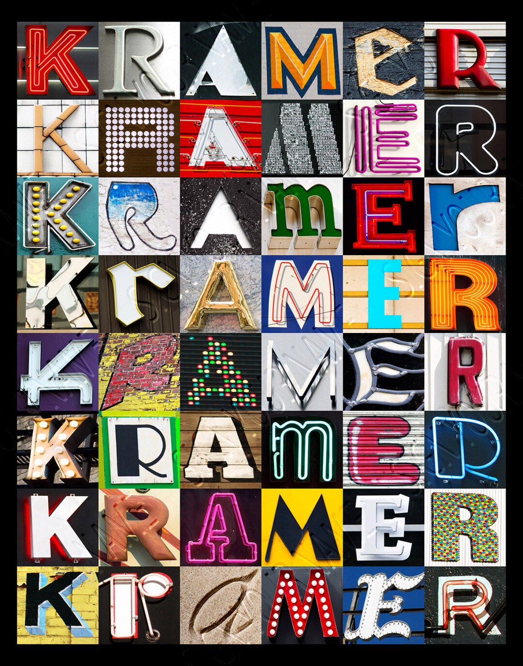 Personalized Poster Featuring KRAMER in Photos of Alphabet Letters From ...