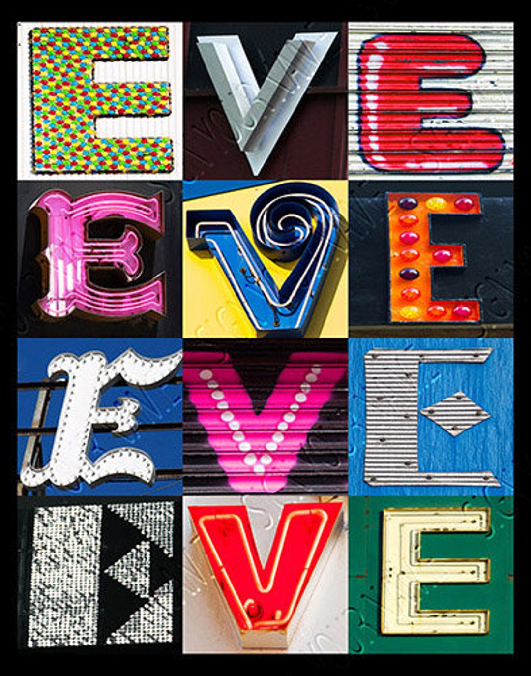 EVE Personalized Poster Featuring Photos of Letters From Signs ...