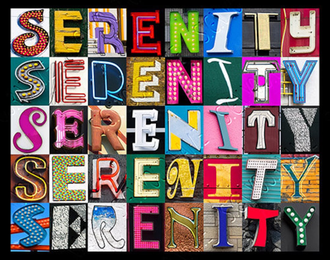 SERENITY Personalized Poster Featuring Photos of Sign Letters ...