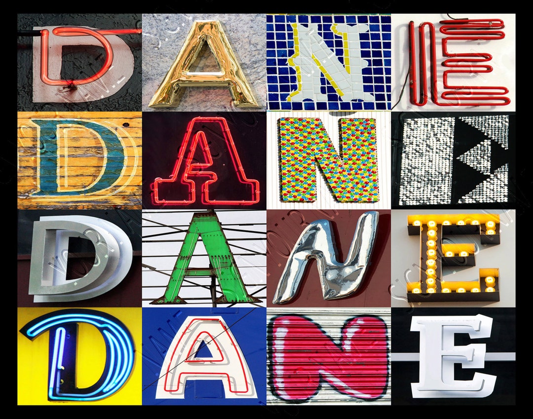 Personalized Poster Featuring DANE in Photos of Alphabet Letters From ...