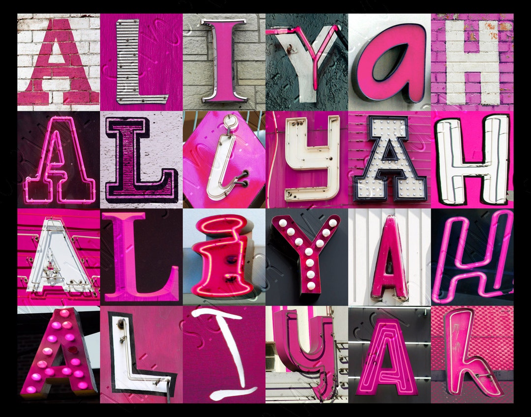 Personalized Poster Featuring ALIYAH in Photos of PINK Letters From ...
