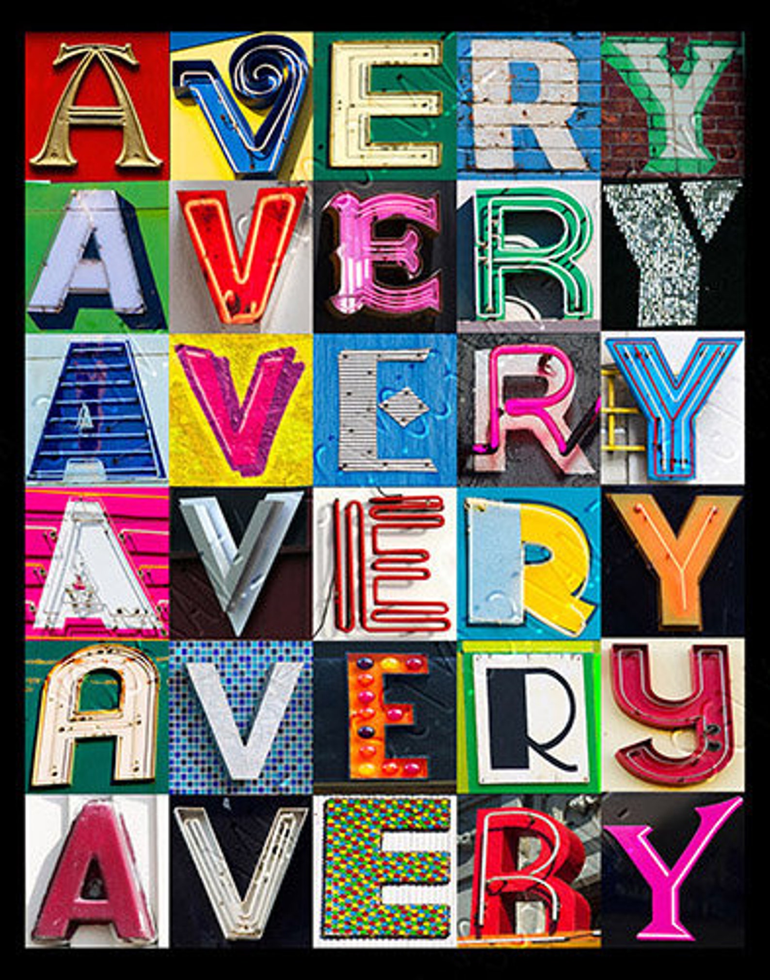 AVERY Personalized Poster Featuring Photos of Letters From - Etsy