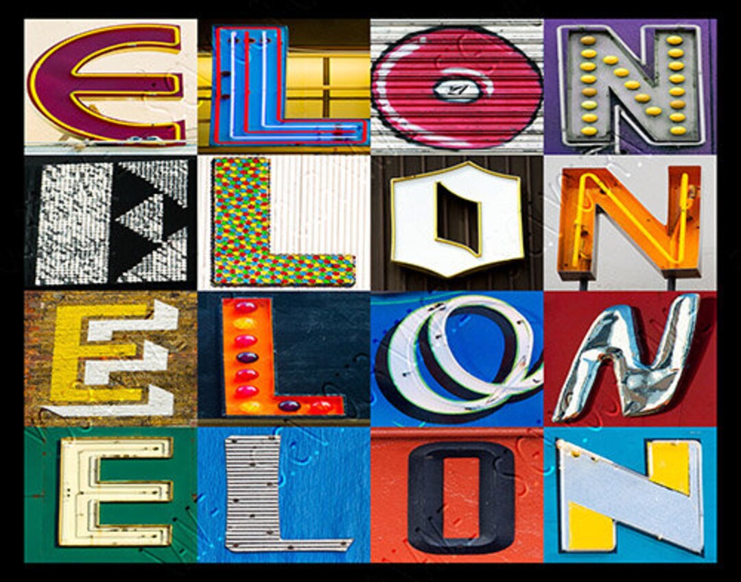 ELON Personalized Poster Featuring Photos of Alphabet Letters From ...