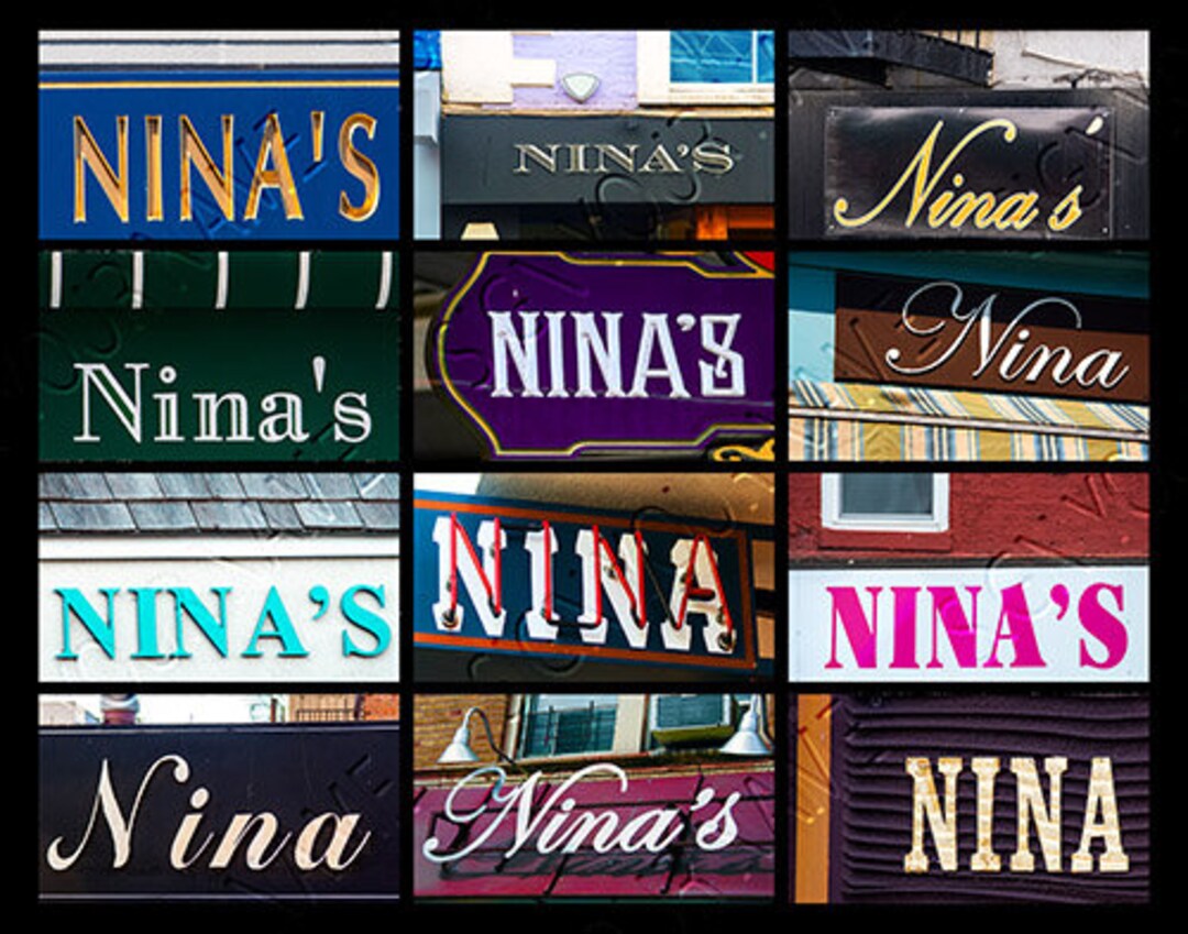 NINA Personalized Poster Featuring Photos of Signs; Art Print; Wall ...