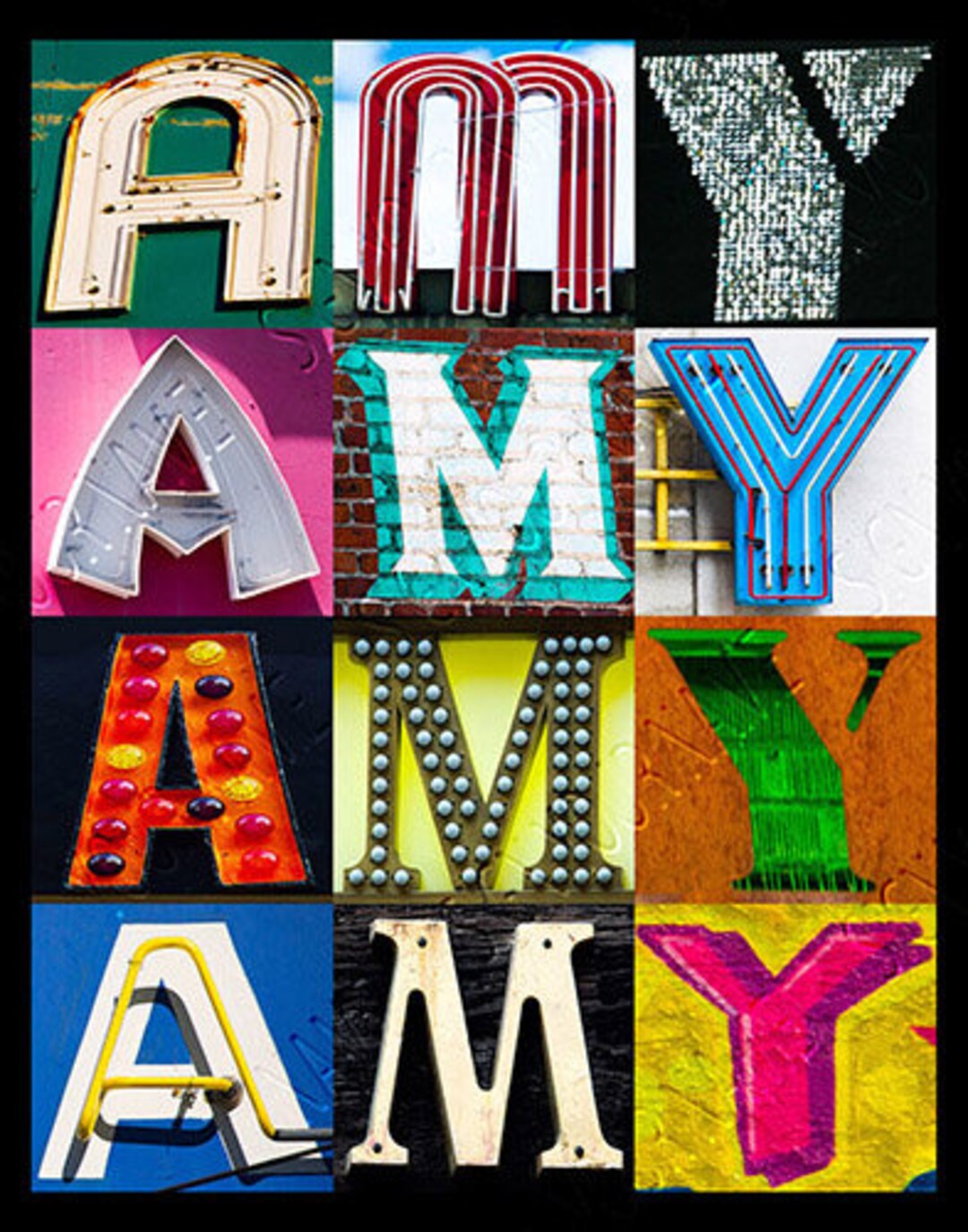 AMY, AMIE or AIMEE Personalized Poster Featuring Photos of Letters From ...