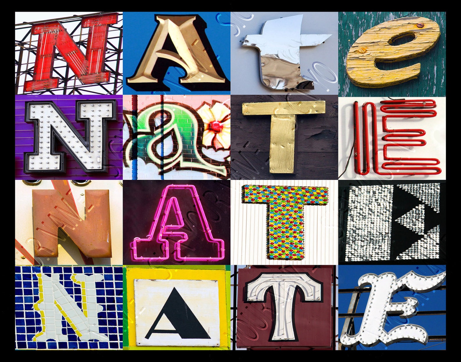 NATE Personalized Poster featuring photos of alphabet letters | Etsy