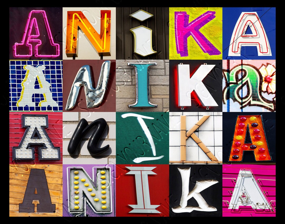 Personalized Poster Featuring ANIKA Showcased in Photos of Sign Letters ...