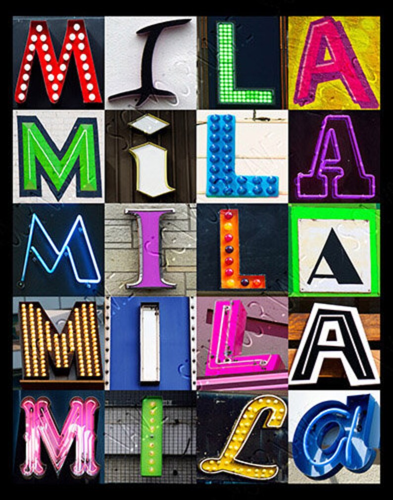 MILA Personalized Poster Featuring Photos of Sign Letters | Etsy