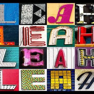 LEAH Personalized Poster Featuring Photos of Sign Letters; Typography ...