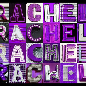 RACHEL Personalized Poster Featuring Photos of Sign Letters; Typography ...