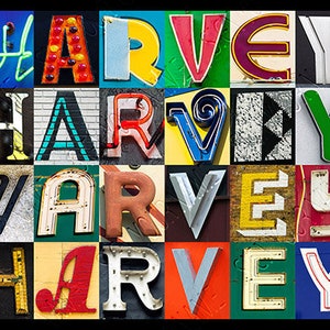 HARVEY Personalized Poster Featuring Photos of Sign Letters; Typography ...