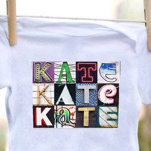Personalized Baby Bodysuit Featuring the Name KATE Showcased in Photos ...