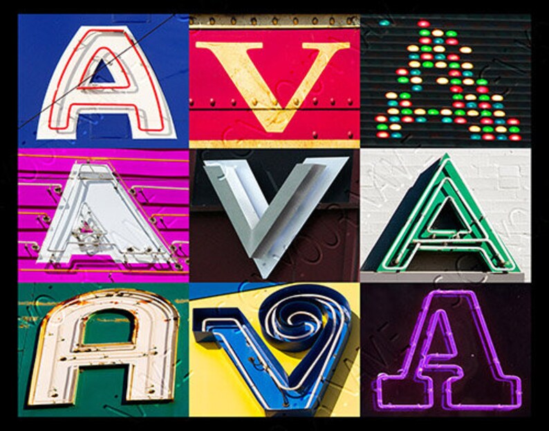 AVA Personalized Poster Featuring Photos of Sign Letters; Typography ...