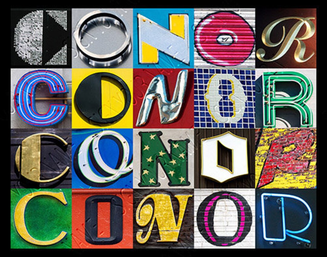 CONOR or CONNOR Personalized Poster Featuring Photos of Letters From ...