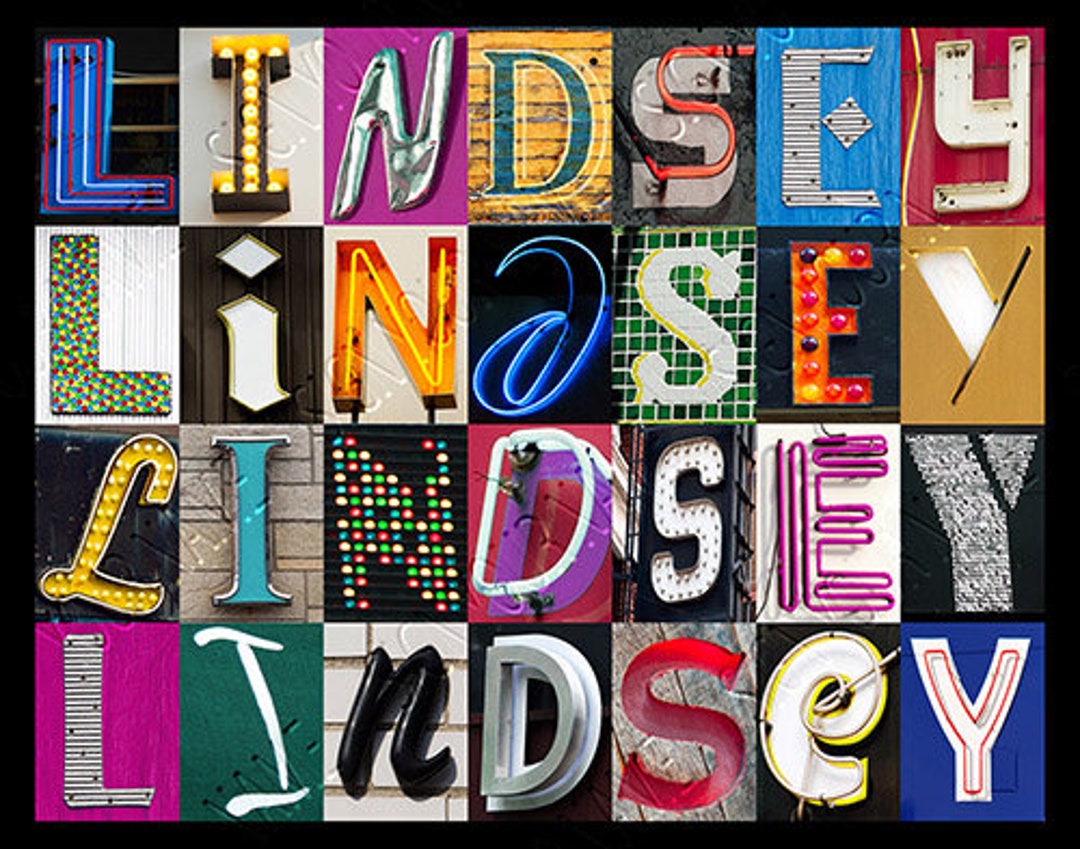 LINDSEY Personalized Poster Featuring Photos of Letters From Signs ...