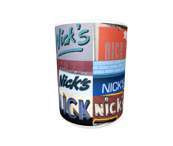 Personalized Coffee Mug Featuring the Name NICK in Photos of Signs ...