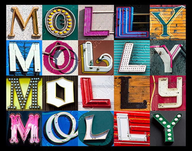 MOLLY or MOLLIE Personalized Poster Featuring Photos of Sign Letters ...