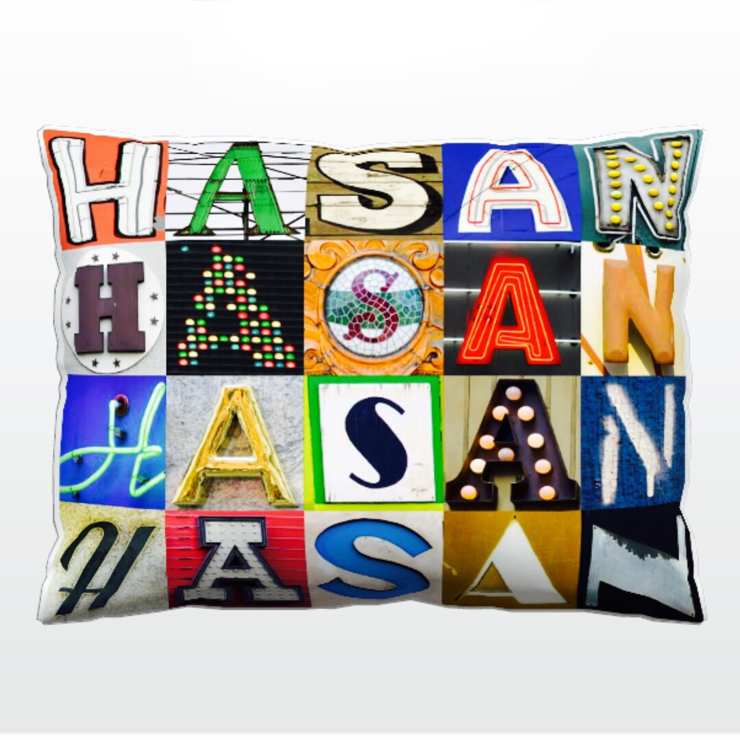 HASAN Personalized Pillow Featuring Photos of Sign Letters; Custom ...