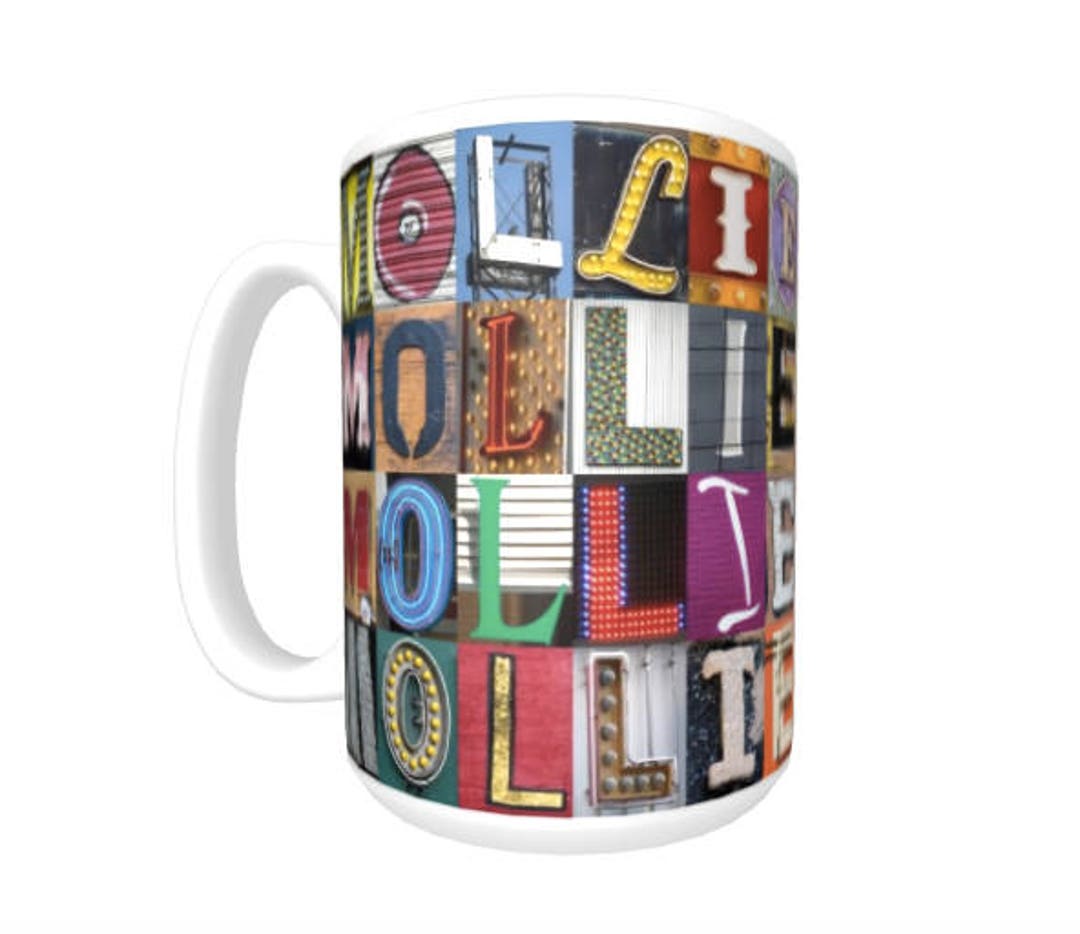 Personalized Coffee Mug Featuring the Name MOLLIE in Sign Letter Photos ...