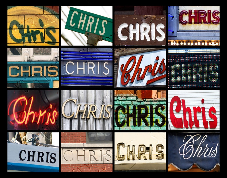 Personalized Poster Featuring CHRIS Showcased in Photos of Actual Signs ...