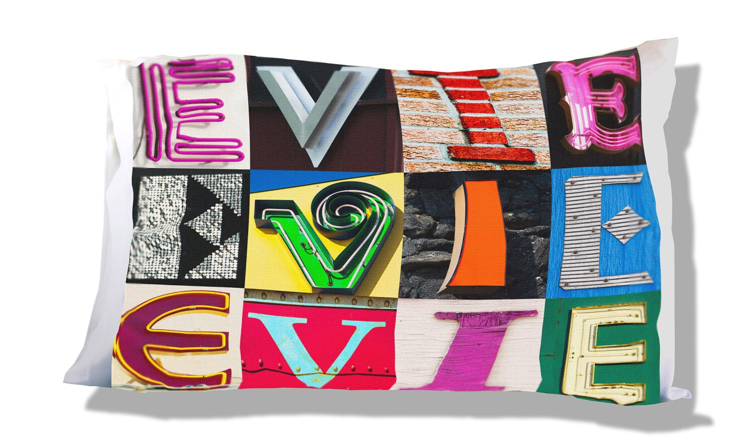 Personalized Pillow Case Featuring EVIE in Sign Letters - Etsy