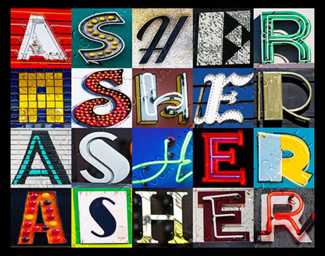 ASHER Personalized Poster Featuring Photos of Letters From Signs ...