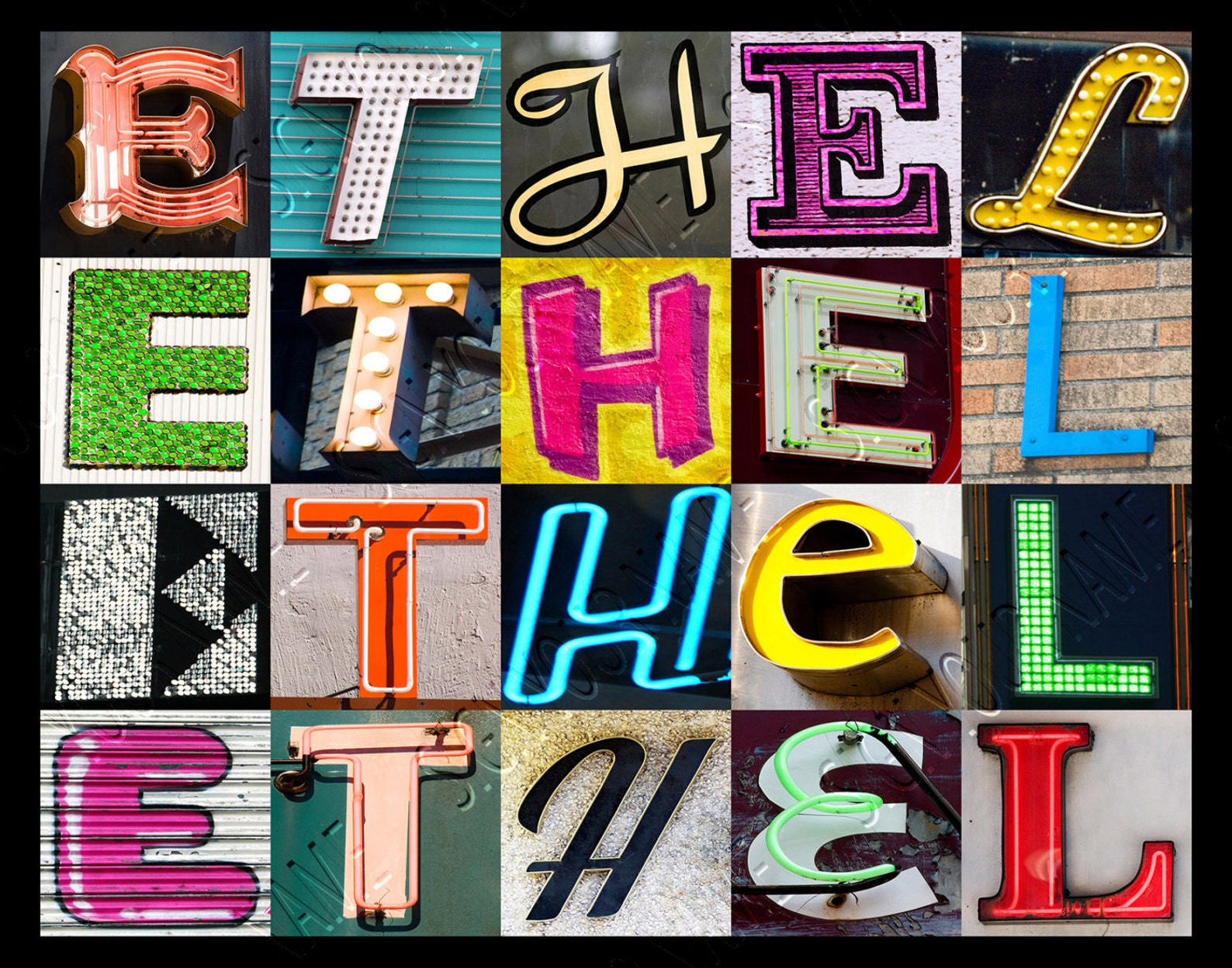 Personalized Poster Featuring ETHEL Showcased in Photos of Sign Letters ...