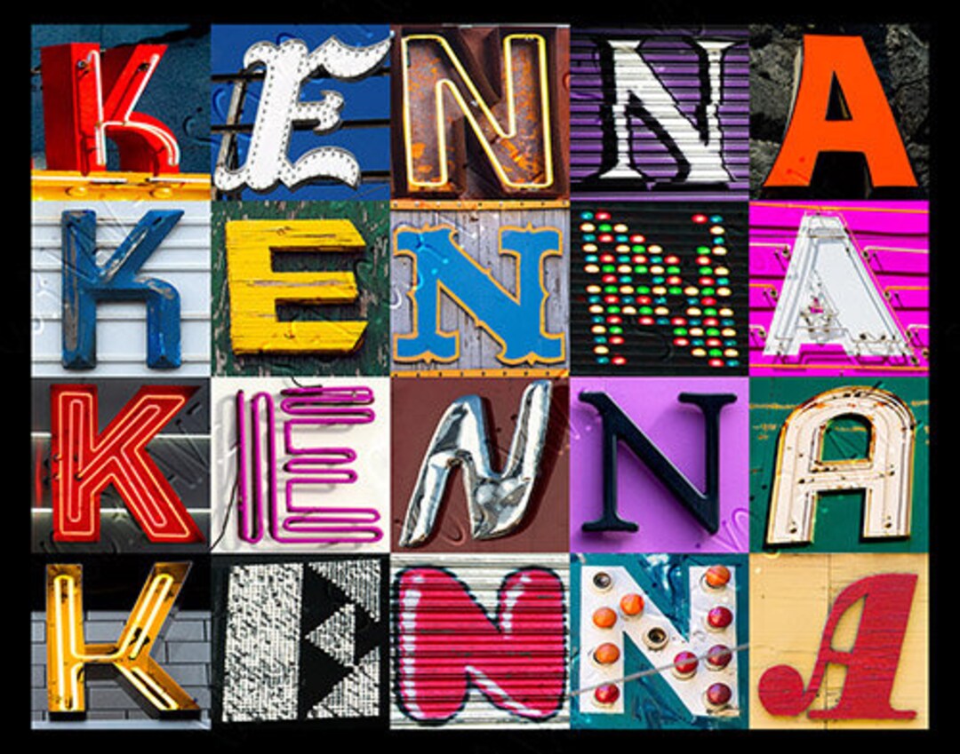 Personalized Poster Featuring KENNA Showcased in Photos of Sign Letters ...