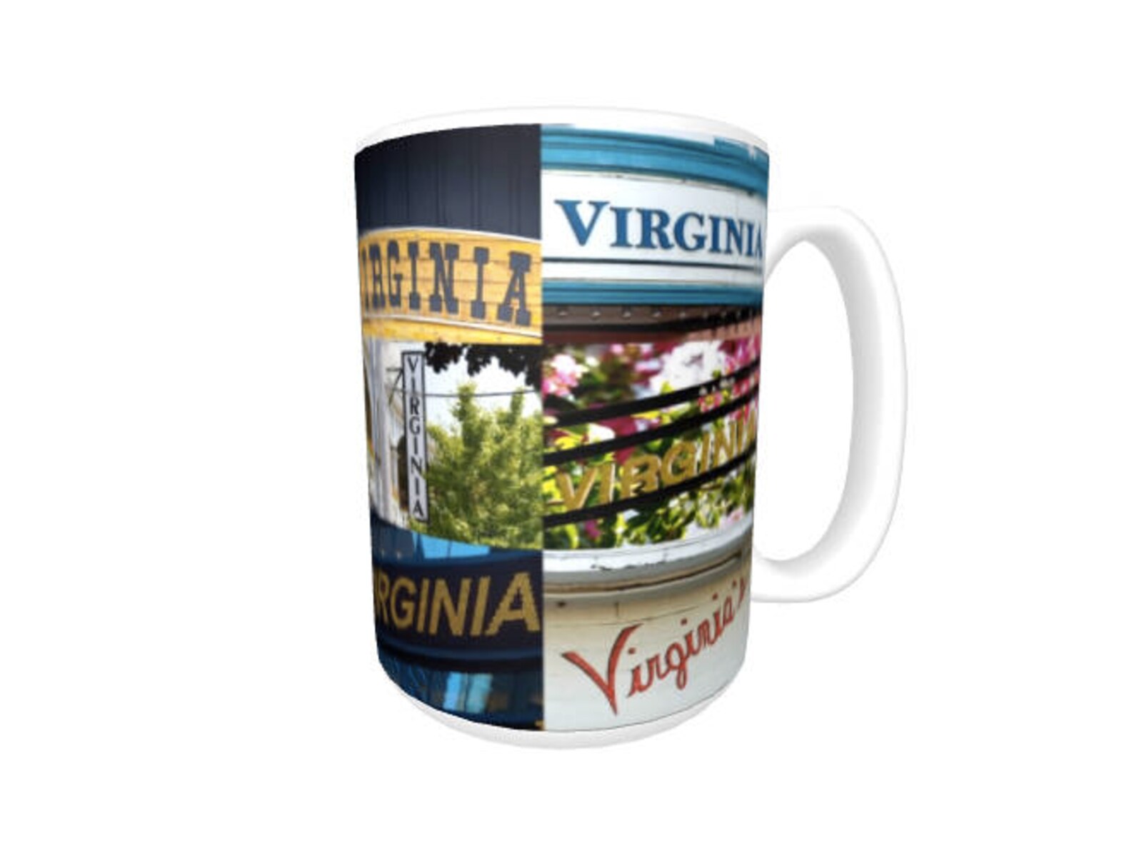 Personalized Coffee Mug Featuring the Name VIRGINIA in Photos - Etsy