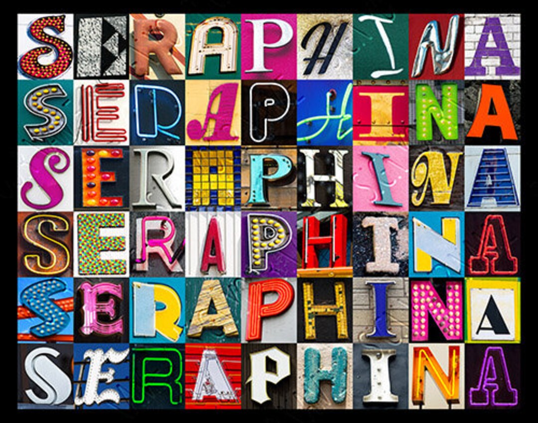 SERAPHINA Personalized Poster Featuring Photos of Sign Letters ...